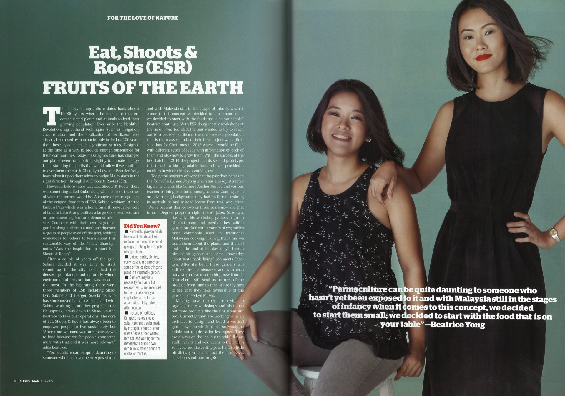 August Man Malaysia — “Eats, Shoots & Roots (ESR) Fruits Of The Earth” – Eats, Shoots & Roots
